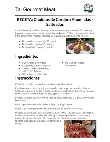 🔥 Receta Chuletas de Cordero Ahumadas – Estilo BBQ – Tai Gourmet Meat
